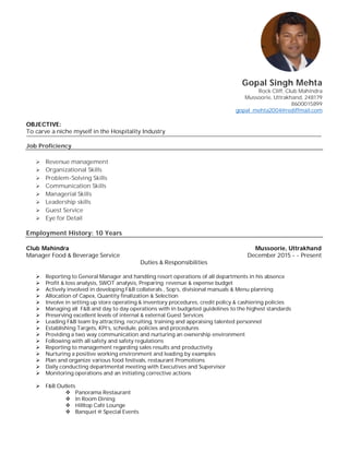 Gopal Singh Mehta CV | PDF