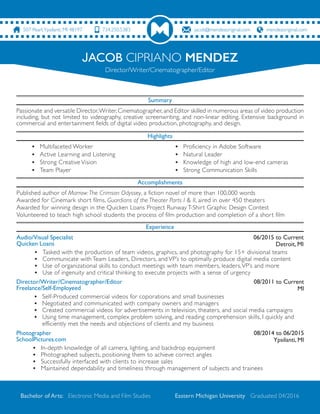 Mendez, Jacob - Resume | PDF | Video Production | Content Production