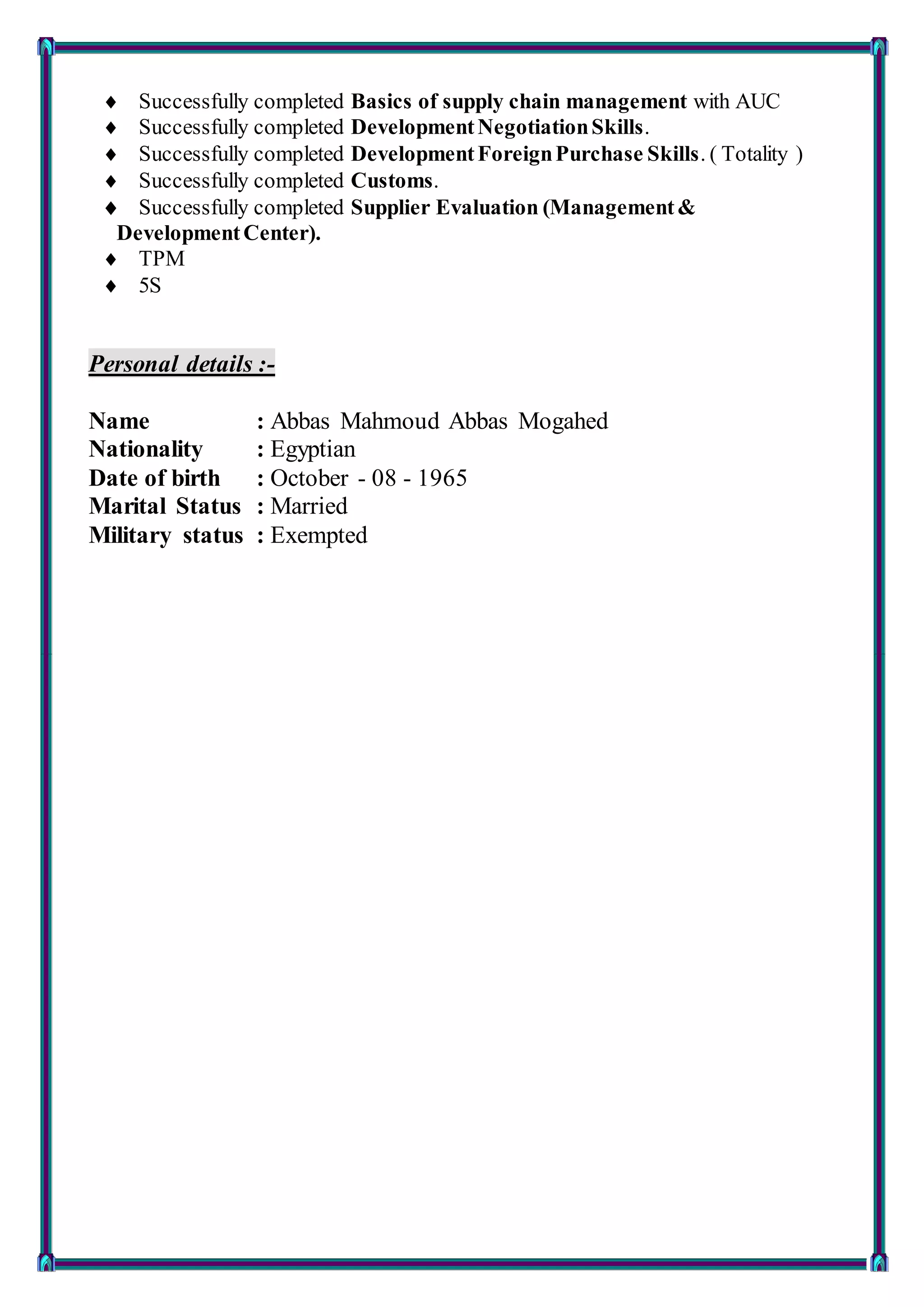 Abbas Megahed CV1 | PDF