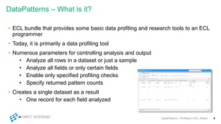 DataPatterns - Profiling in ECL Watch | PPT