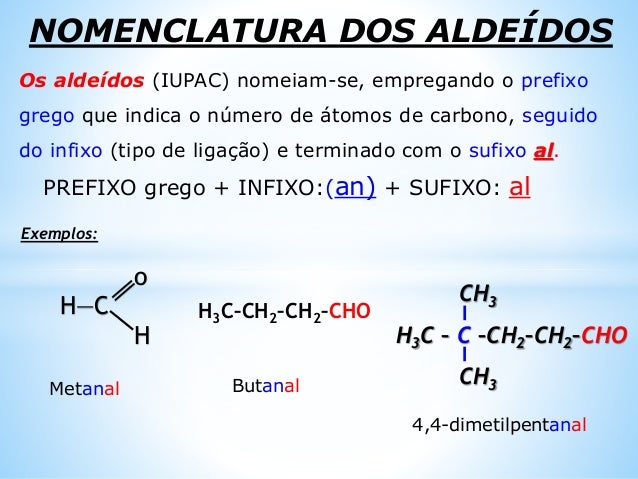 Nomenclatura Dos Aldeídos. Nomenclatura Do Grupo Dos Aldeídos – PMGLFP