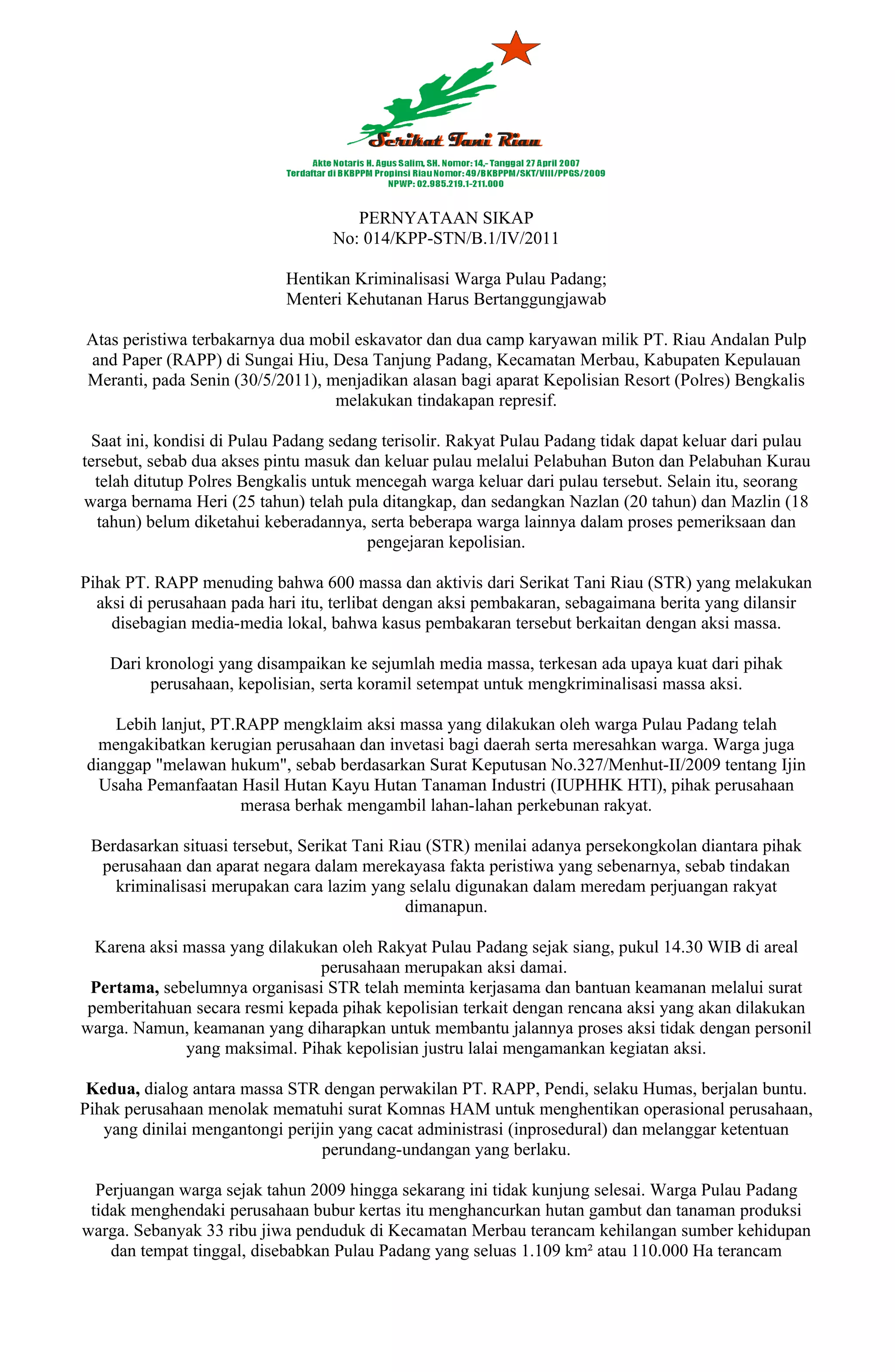 Pernyataan sikap STR | PDF