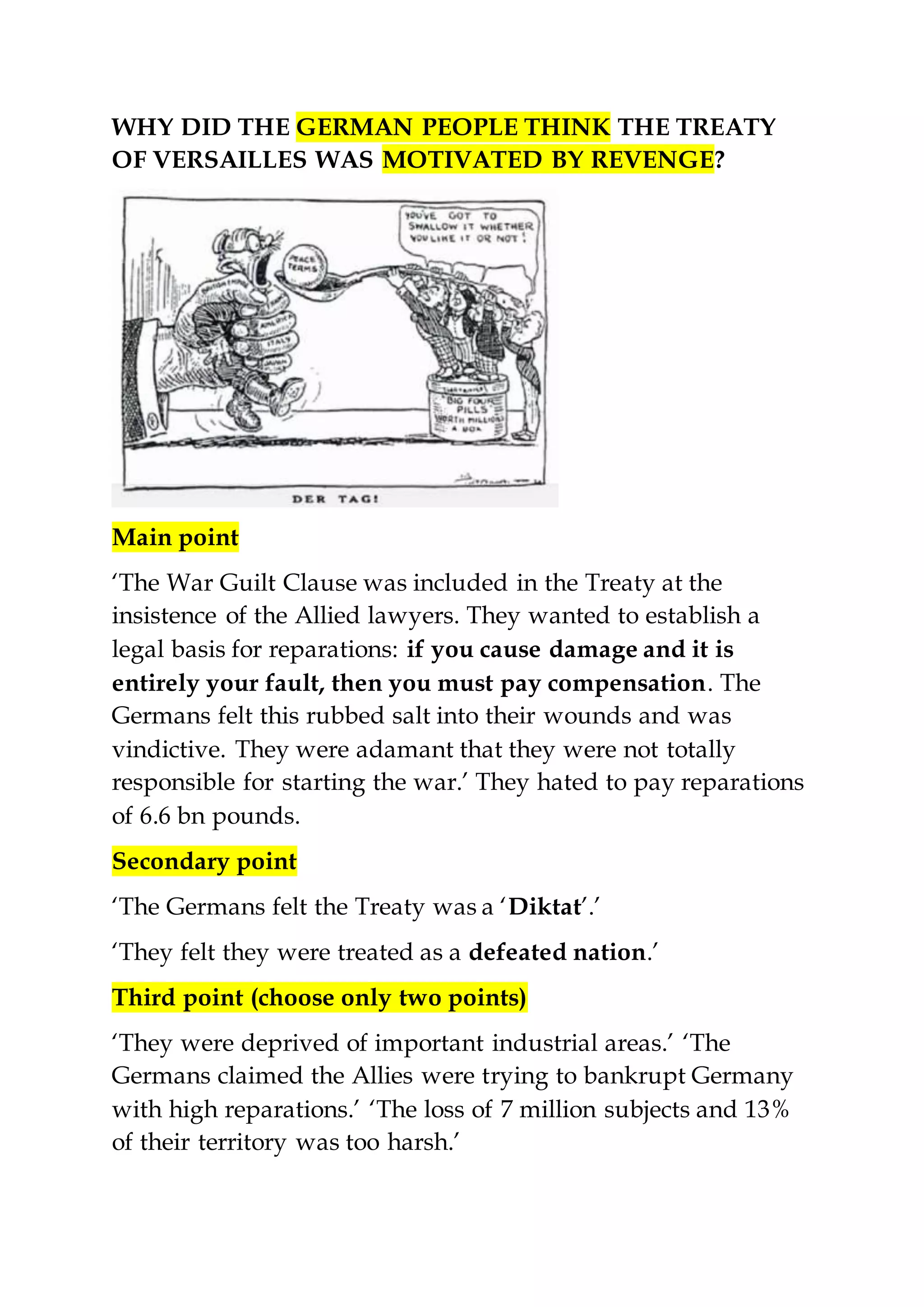 HISTORY IGCSE REVISION CARDS - 016. WHY DID GERMAN PEOPLE THINK THE ...