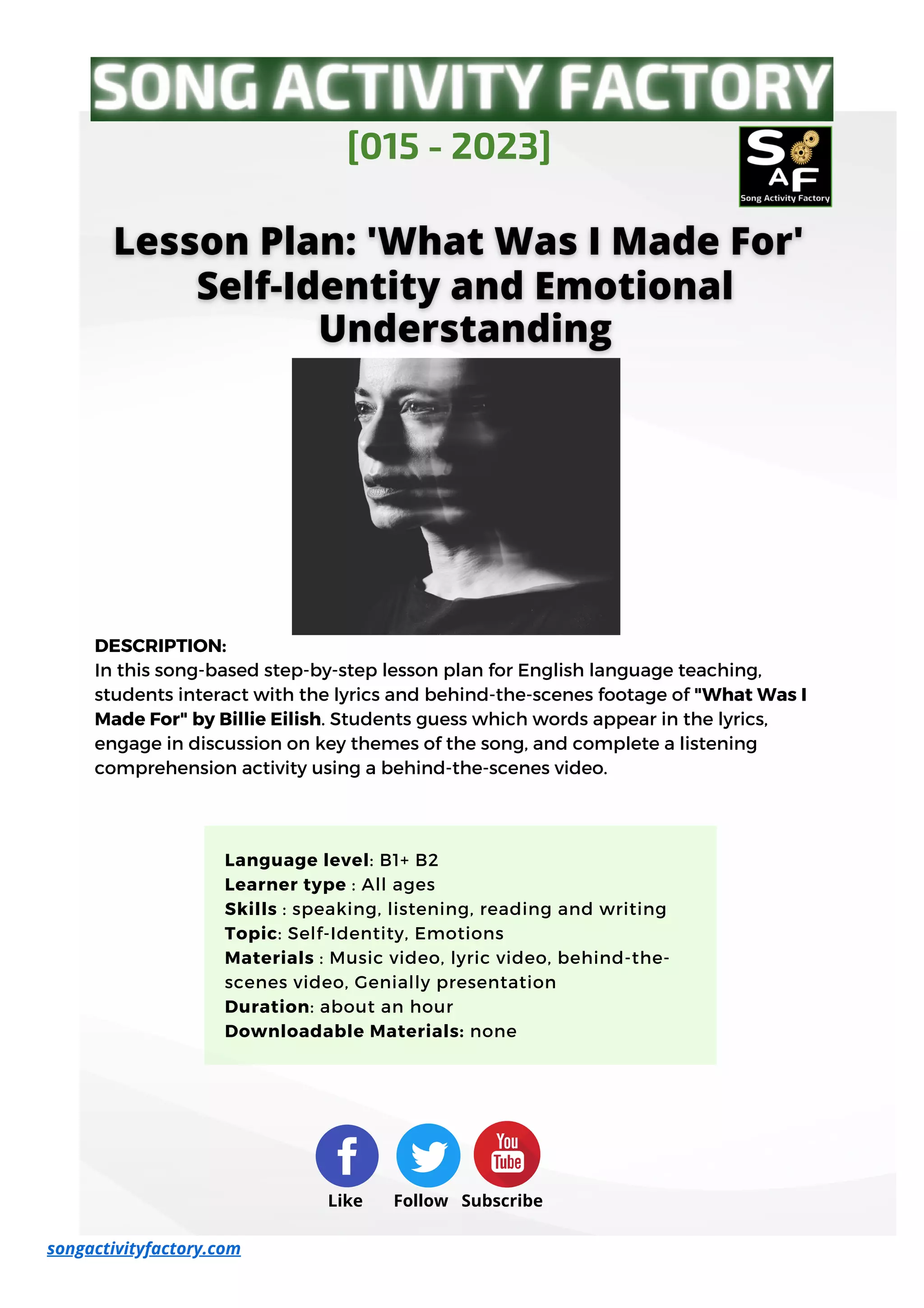 Lesson Plan: 'What Was I Made For' | PDF