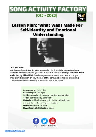 Lesson Plan: 'What Was I Made For' | PDF