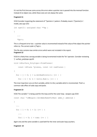 Comparing static analysis in Visual Studio 2012 (Visual C++ 2012) and PVS-Studio | PDF