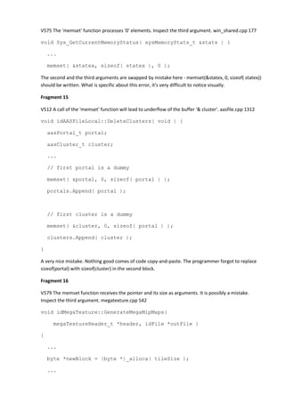Comparing static analysis in Visual Studio 2012 (Visual C++ 2012) and PVS-Studio | PDF