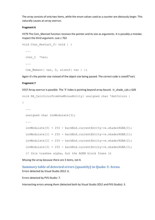 Comparing static analysis in Visual Studio 2012 (Visual C++ 2012) and ...