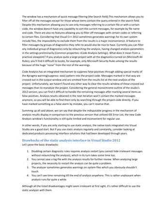 Comparing static analysis in Visual Studio 2012 (Visual C++ 2012) and PVS-Studio | PDF