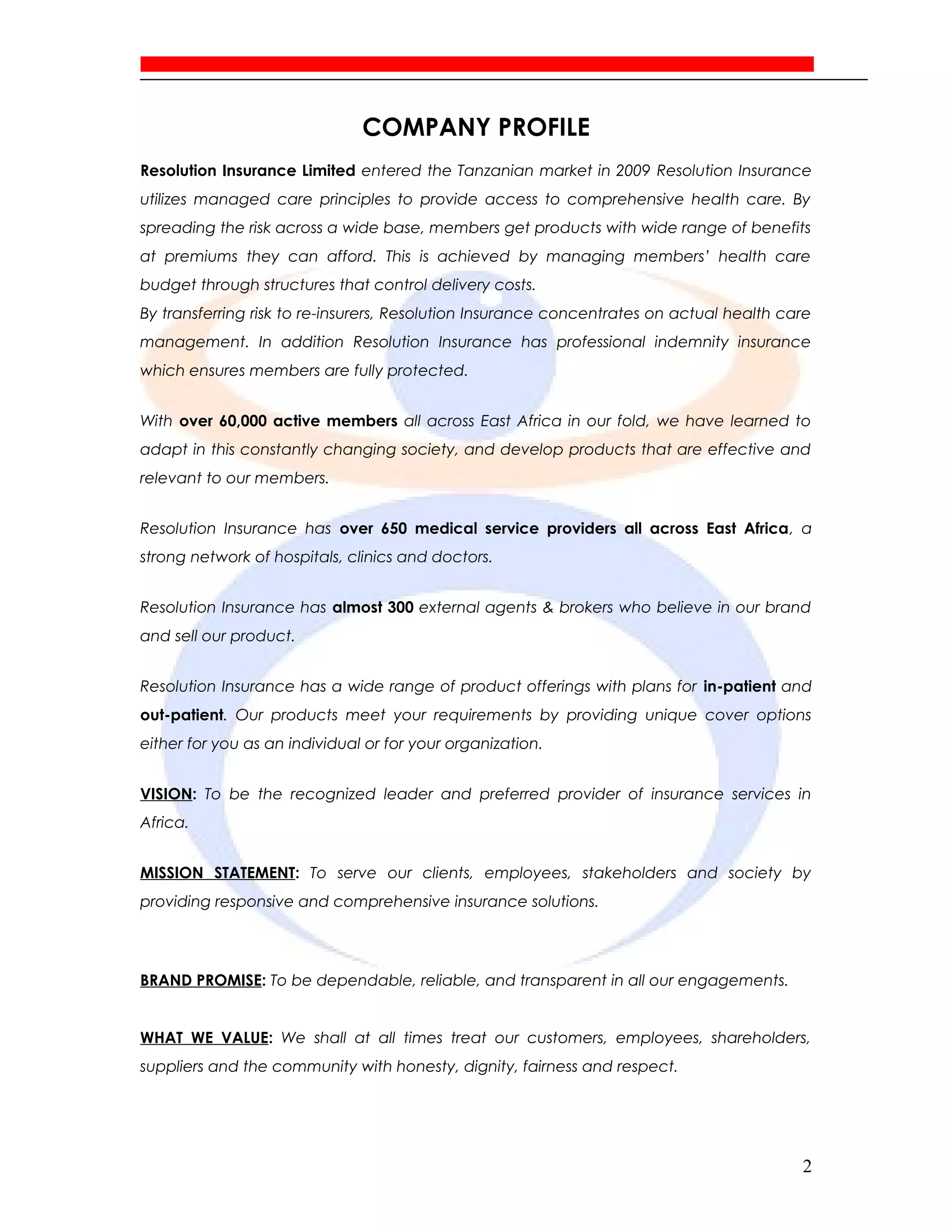 RESOLUTION INSURANCE PROFILE PROPOSAL | DOC