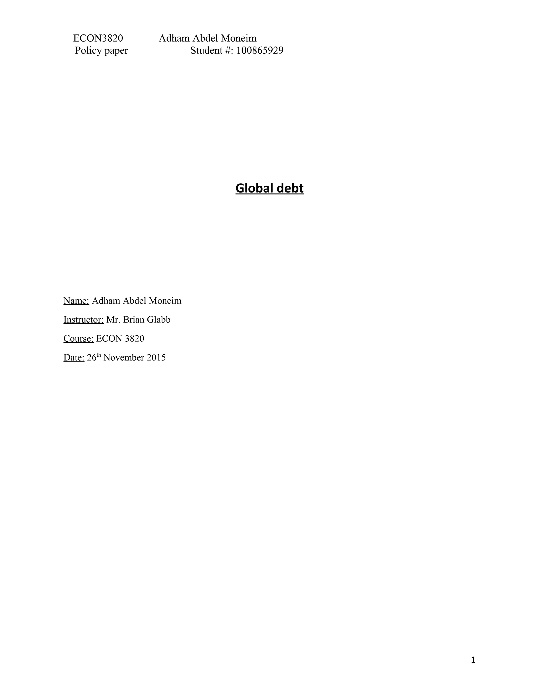 Policy paper final | DOC | Interest Rates | Economy