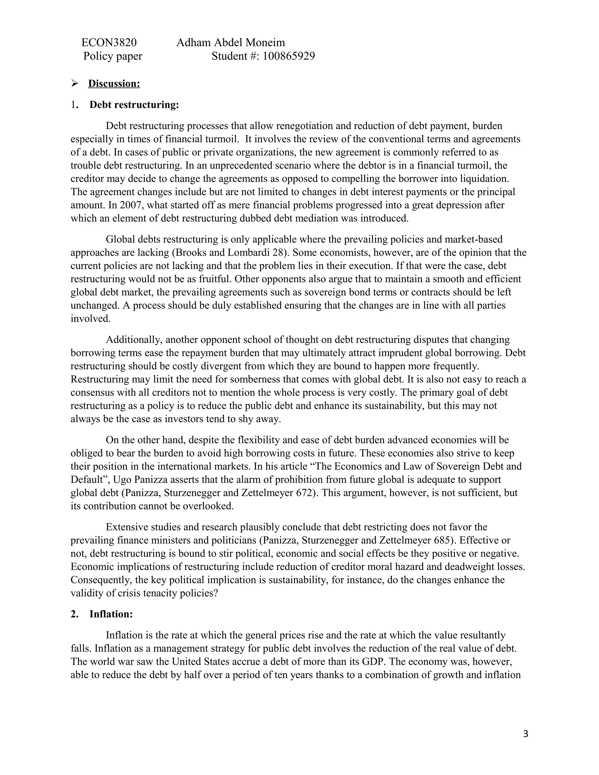 Policy paper final | DOC | Interest Rates | Economy