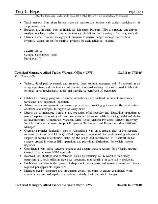 TCHope resume with JROTC