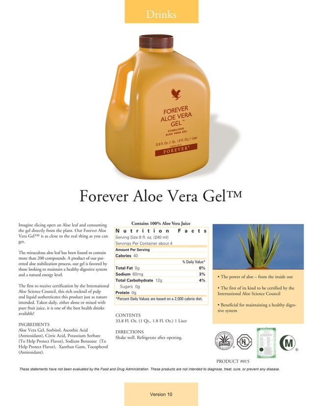 Forever Aloe Vera Gel - Forever Living products | PDF | Nutrition ...