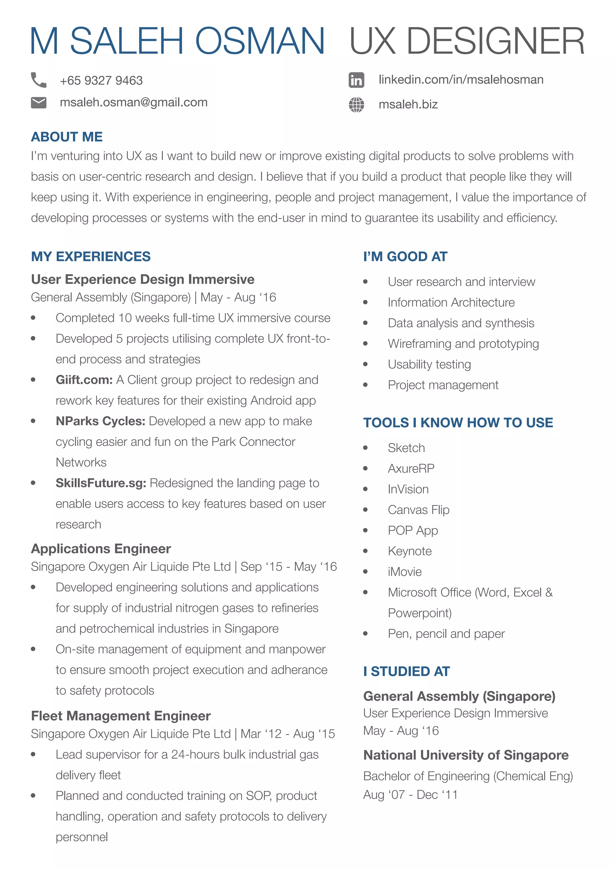 M Saleh Osman - Resume | PDF