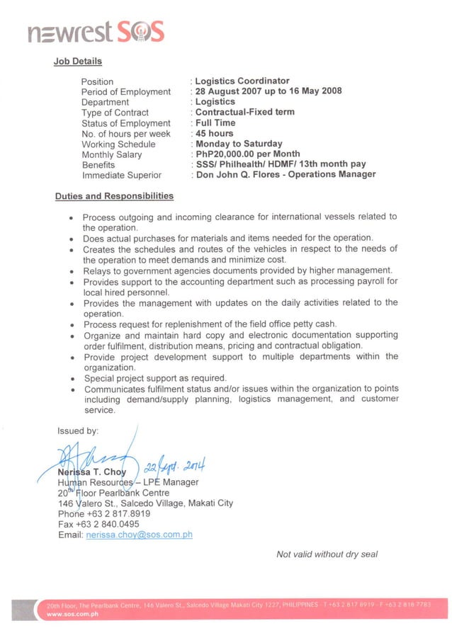 COE and JD SOS | PDF