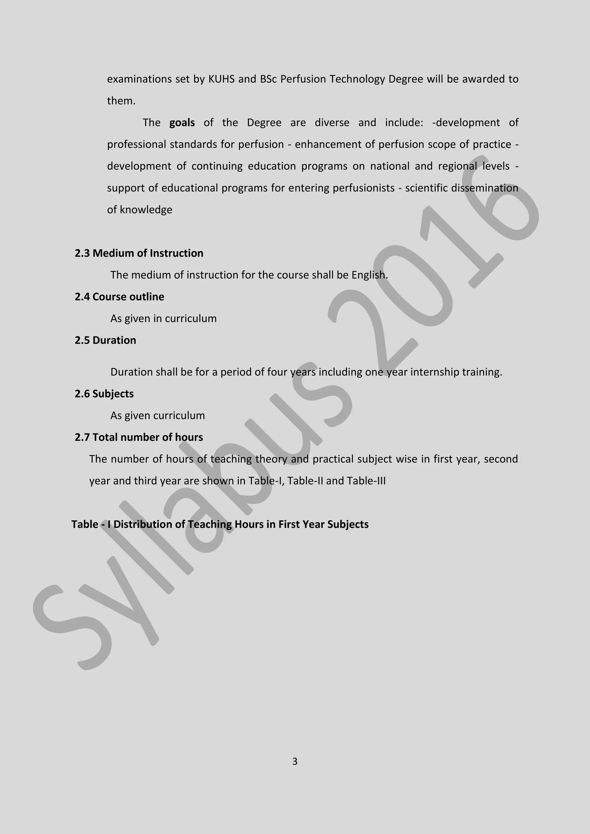 b sc perfusion technology syllabus | PDF