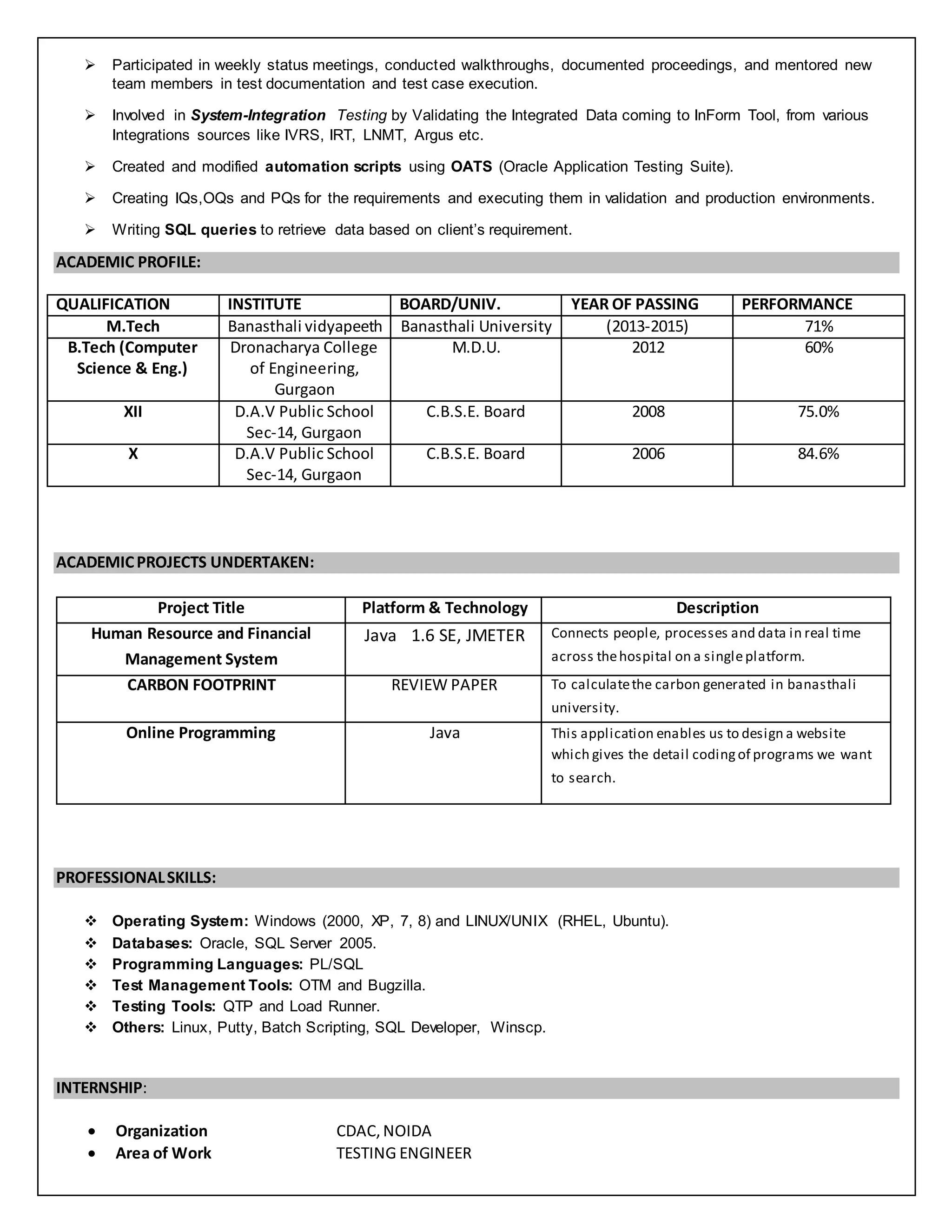 sanjana_resume | DOCX | Databases | Computer Software and Applications