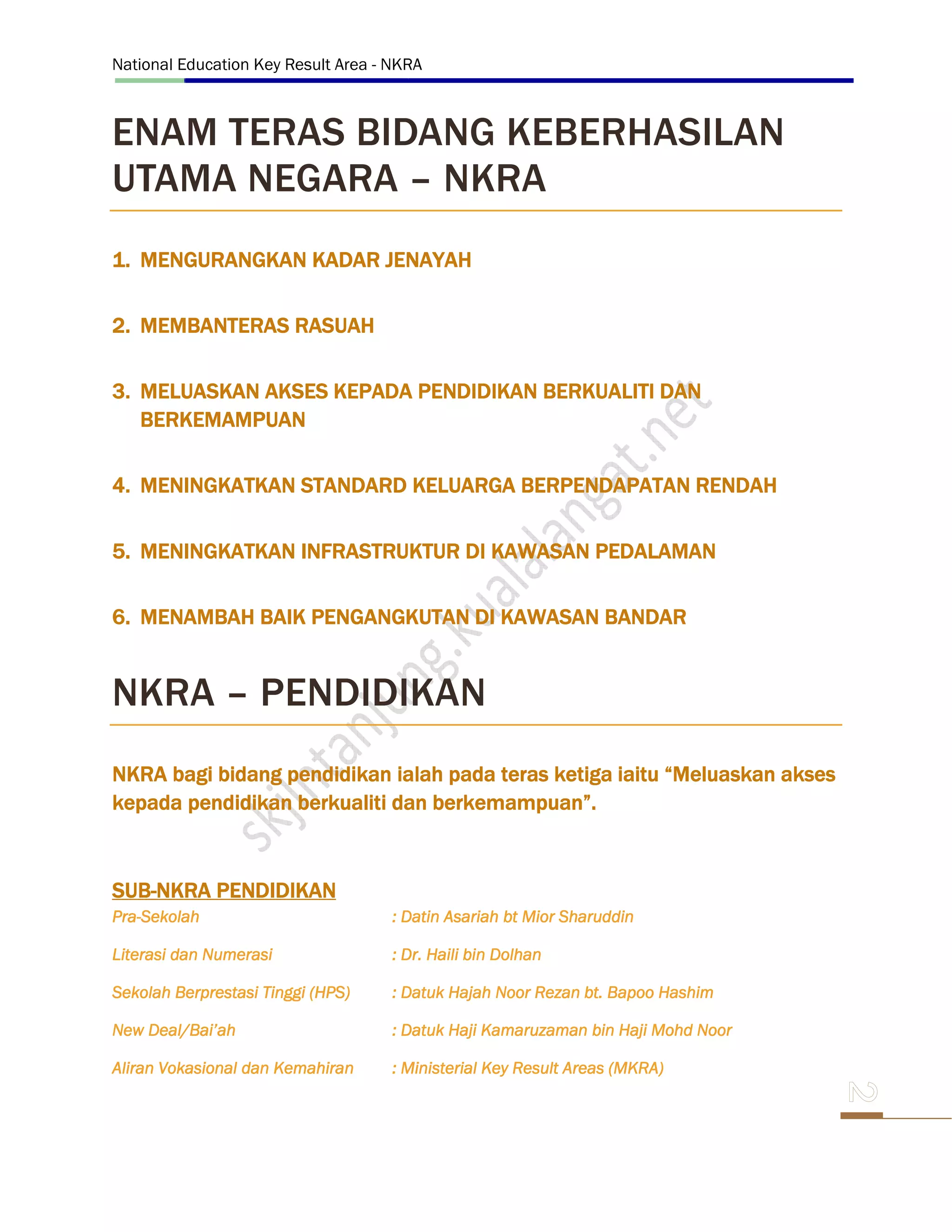 015 enam teras bidang keberhasilan utama negara | PDF