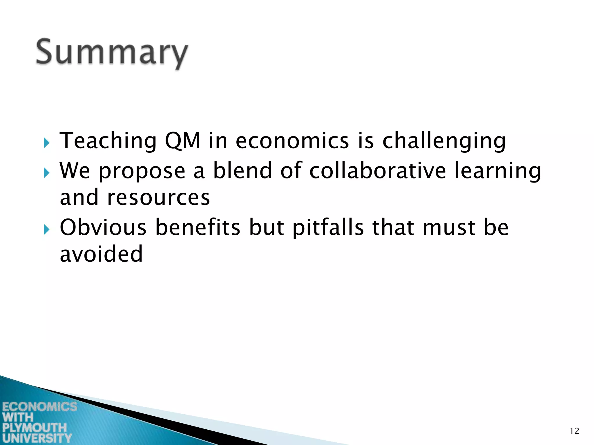 Quantitative methods teaching: a collaborative learning approach ...