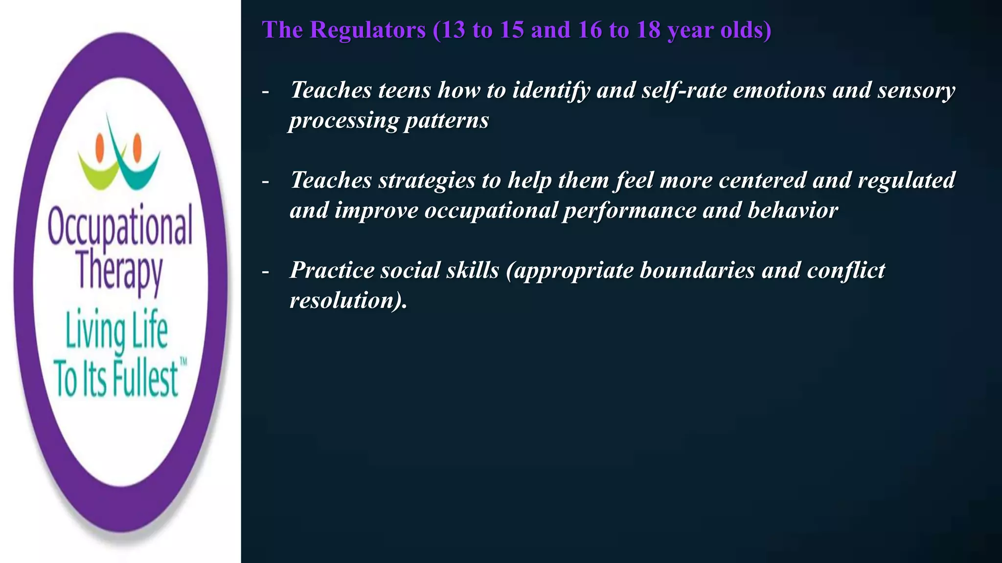 Occupational Therapy Groups for Adolescents | PPTX