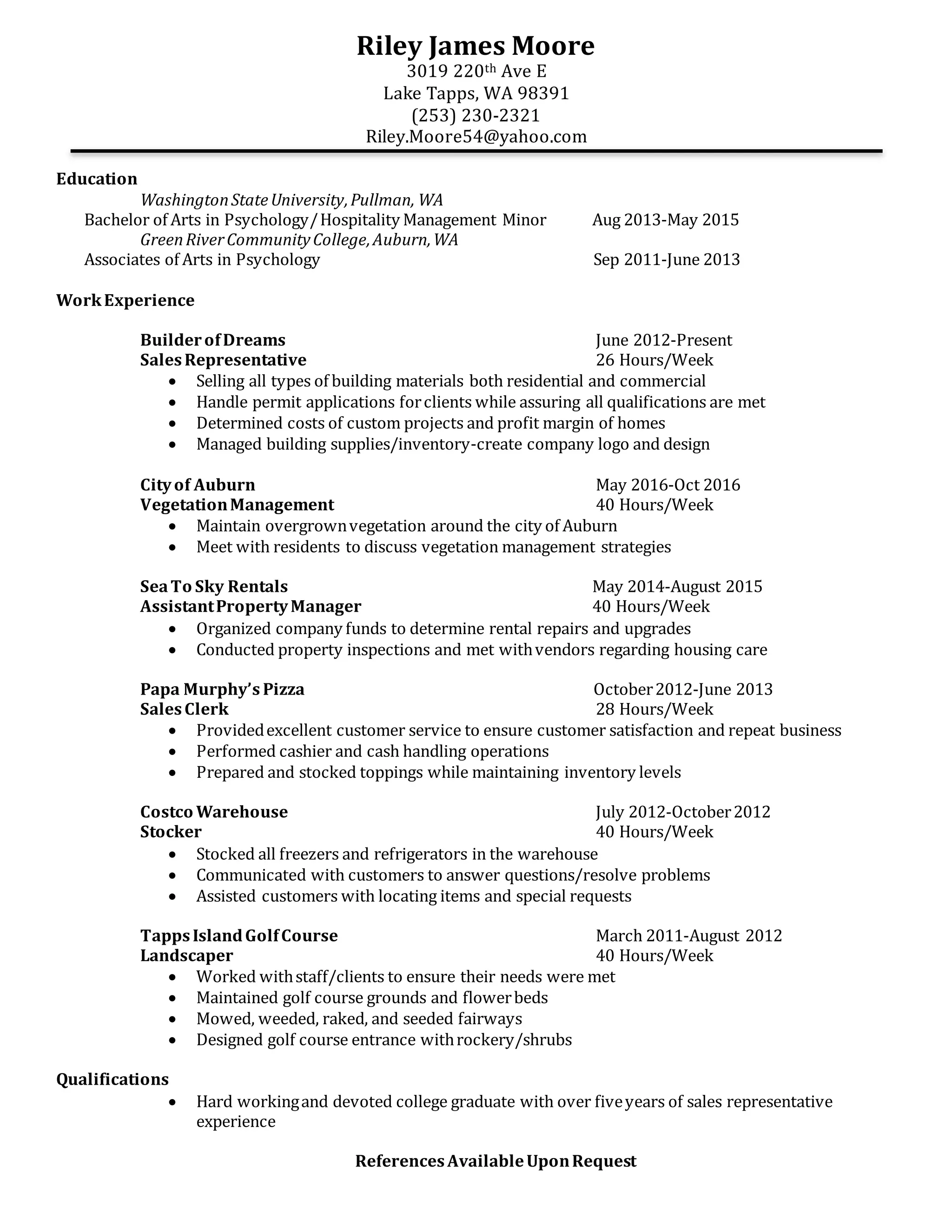 Riley Moore Resume October 2016 | DOCX