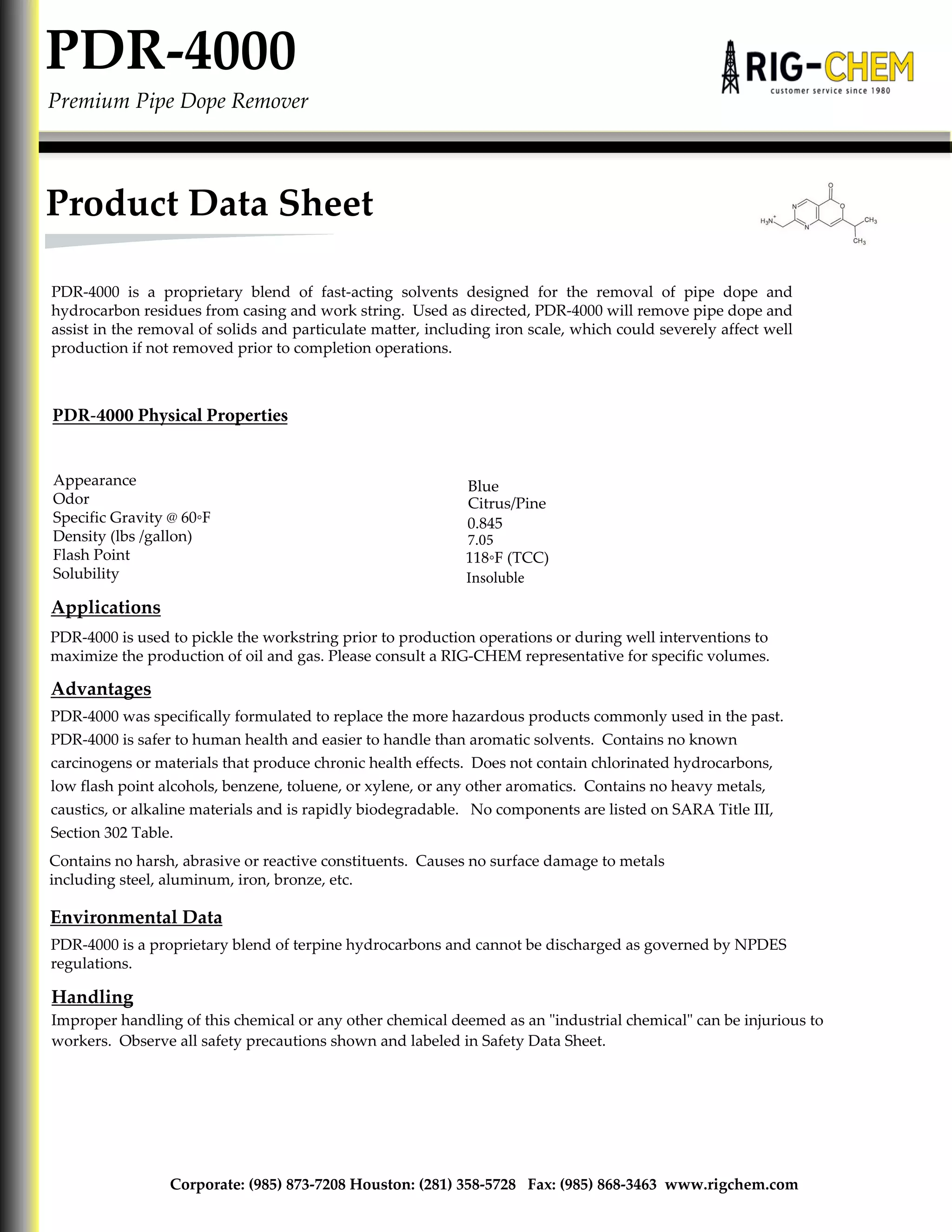 Rig-Chem Products Bulletin | PDF