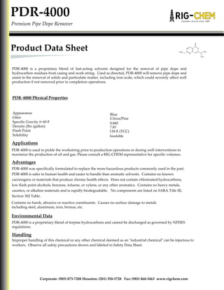 Rig-Chem Products Bulletin | PDF | Chemistry | Science