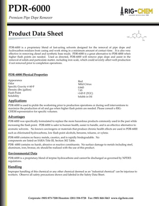 Rig-Chem Products Bulletin | PDF | Chemistry | Science