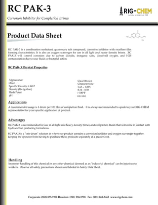Rig-Chem Products Bulletin | PDF | Chemistry | Science