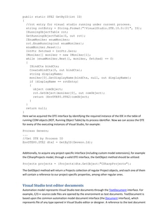 Visual Studio Automation Object Model. EnvDTE interfaces | PDF ...