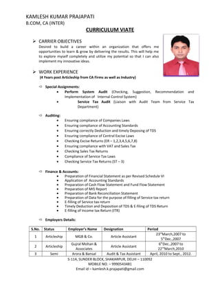 CV for Finance & Accounts(Kamlesh) | PDF