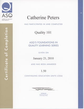 ASQ Certificate | PDF