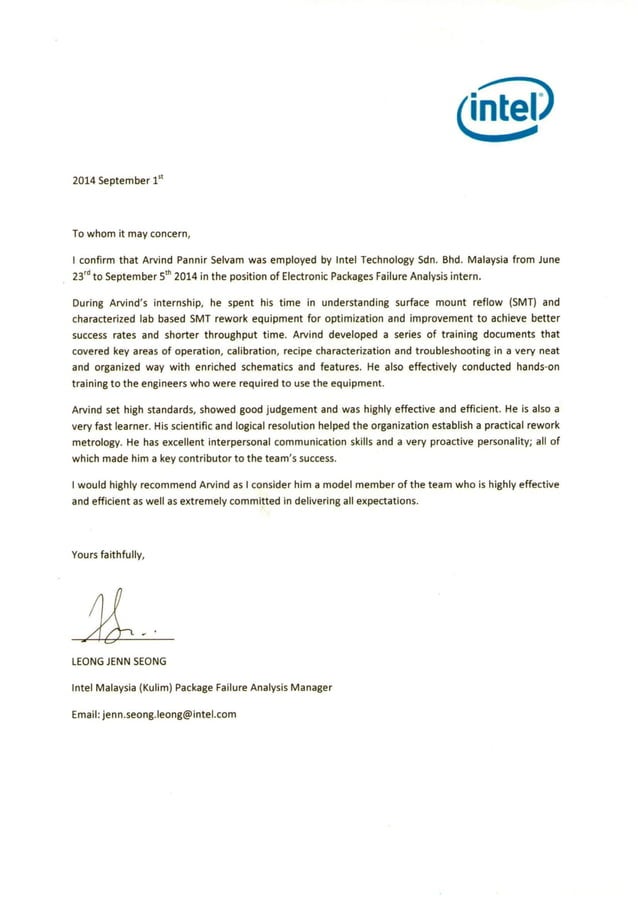 Intel Reference Letter Compressed | PDF