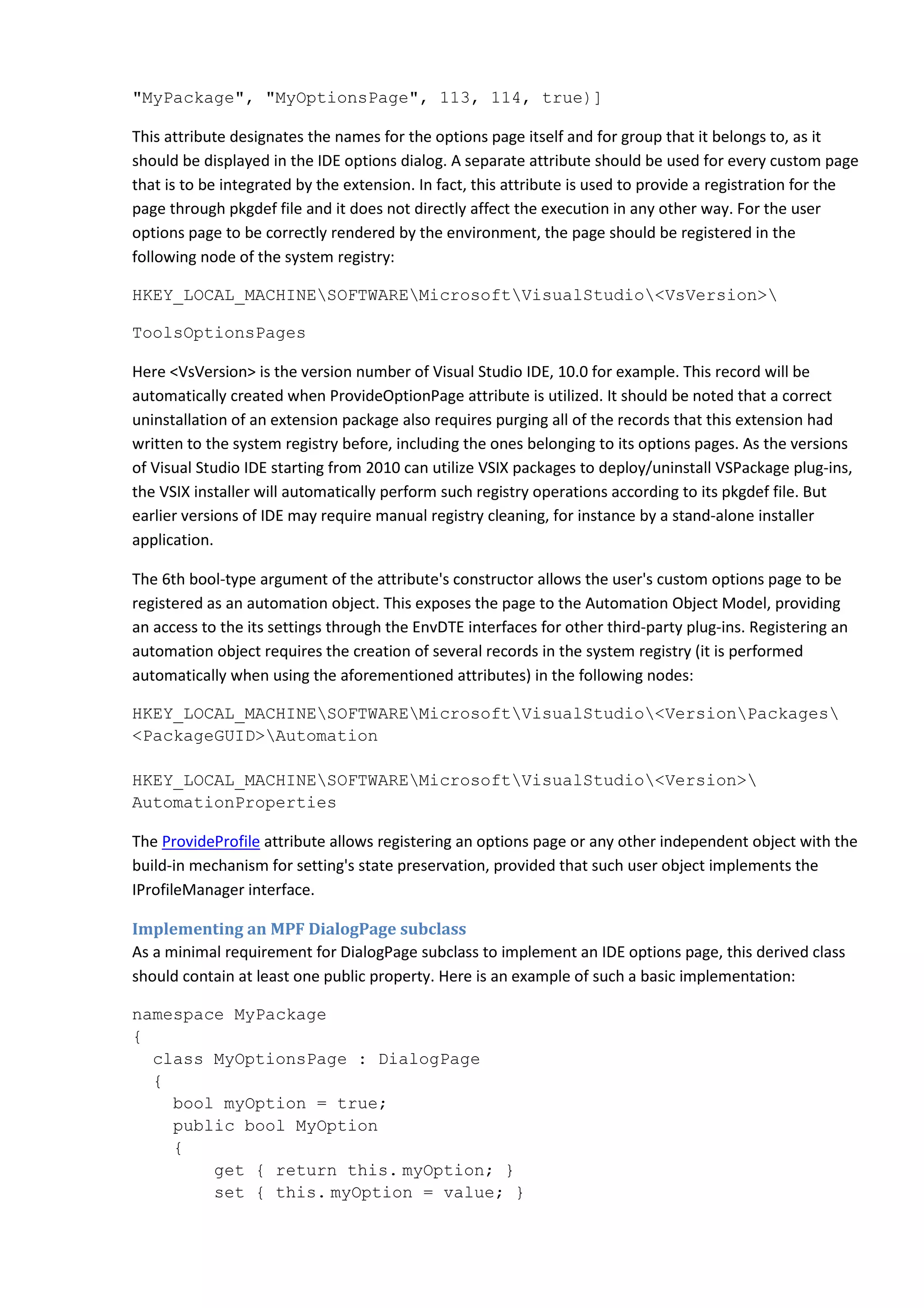 Integrating into Visual Studio settings | PDF