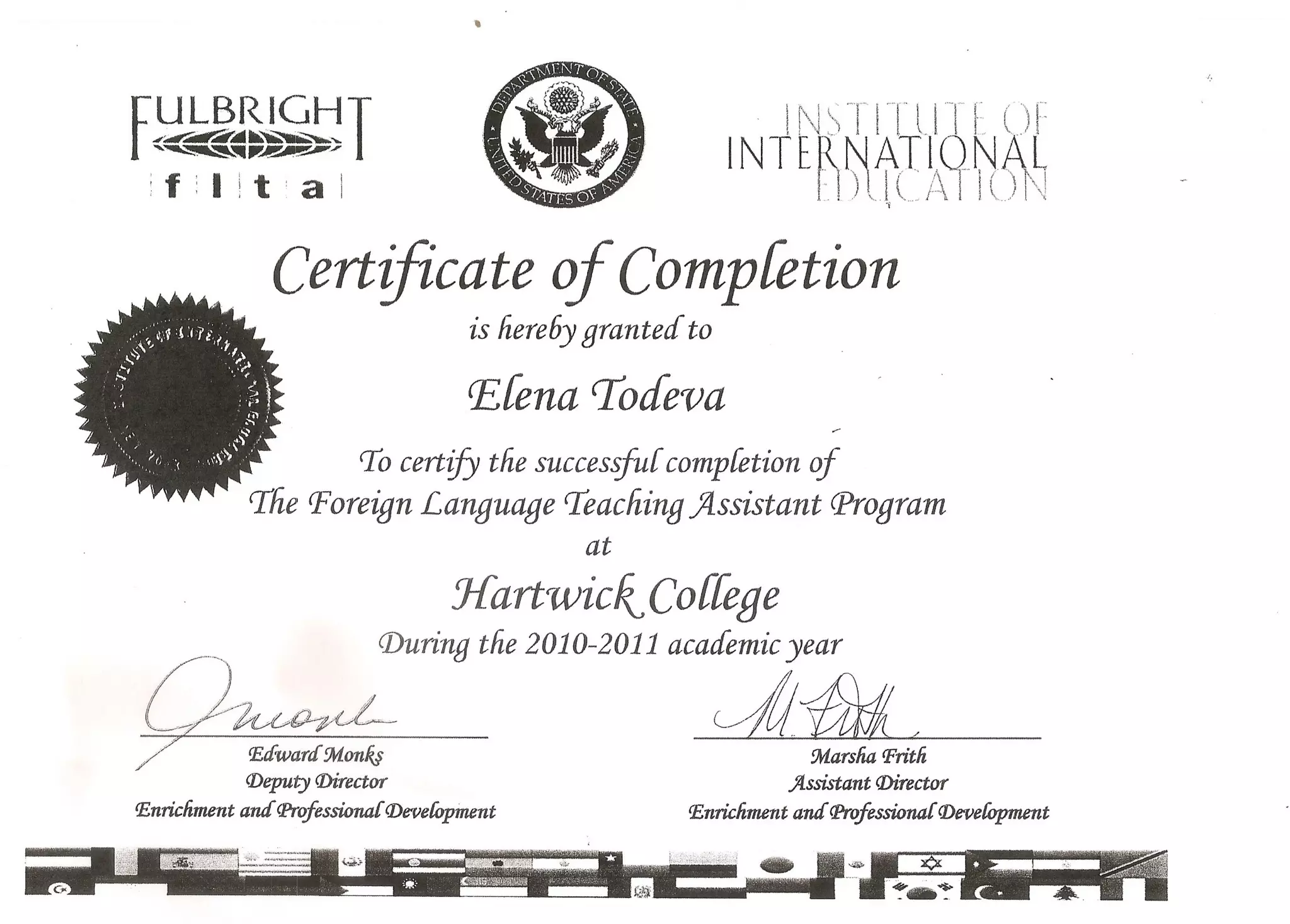 Fulbright certificate of completion | PDF