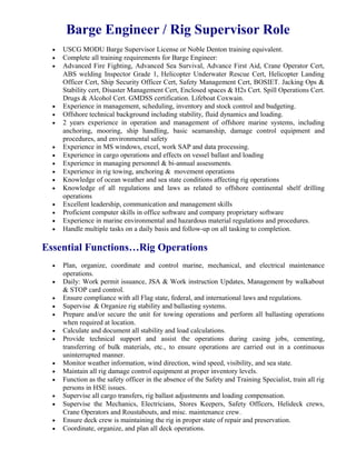 Barge EngineerRoles | DOC