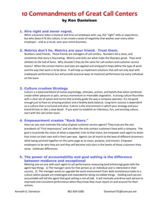 10 Commandments of Great Call Centers | PDF