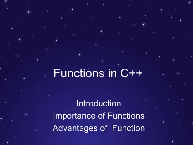 Function in C++ | PPT