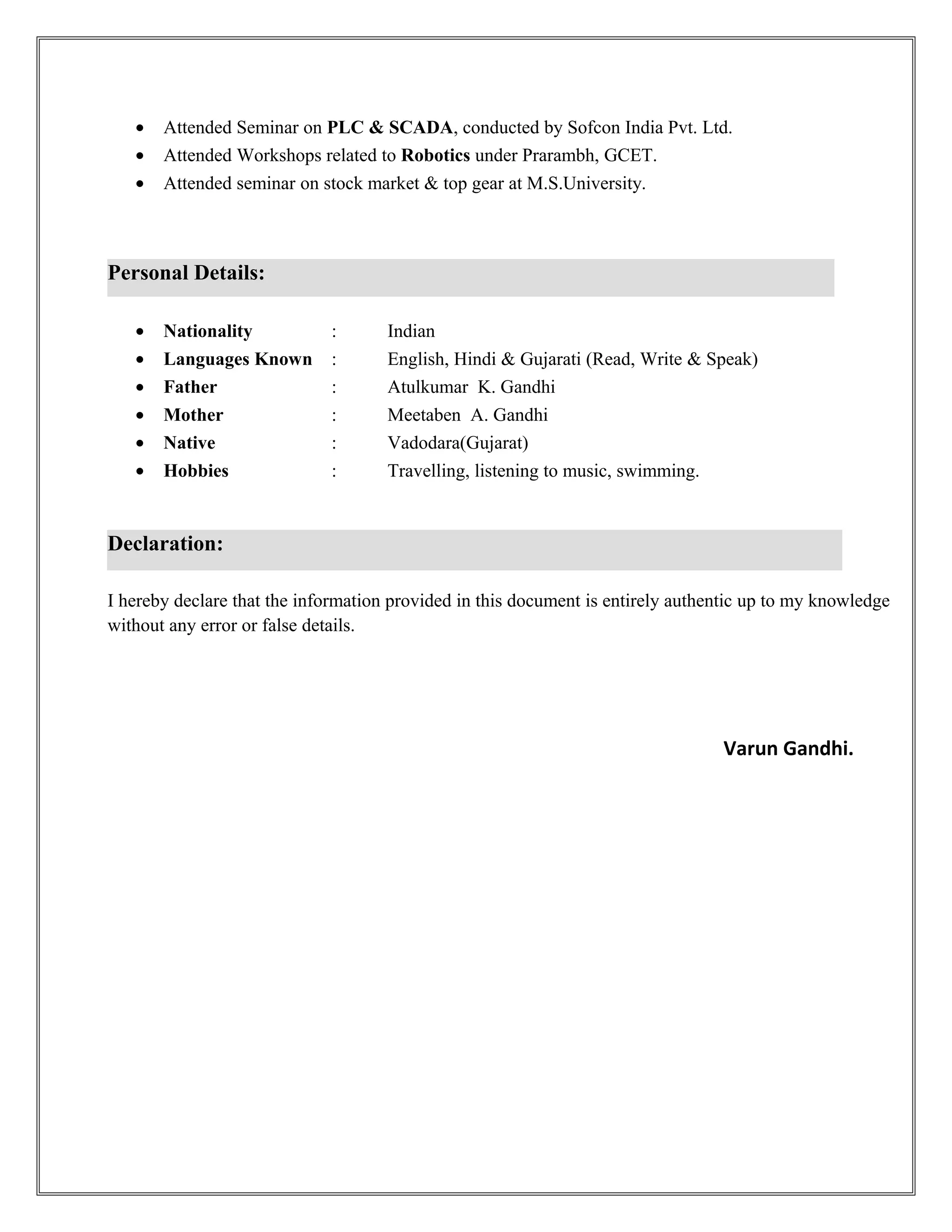 varun resume 2015 | PDF