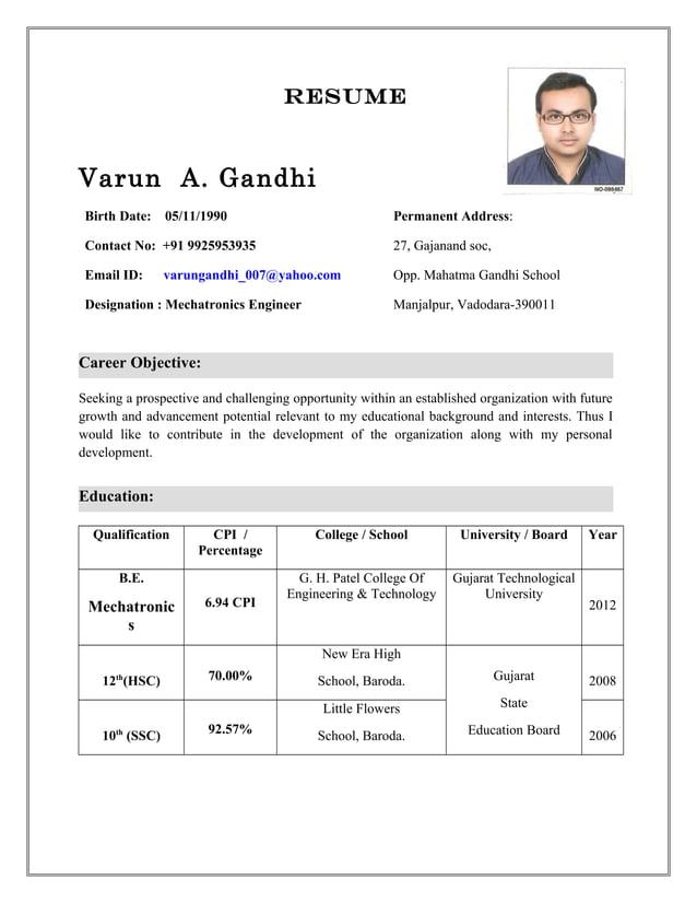 varun resume 2015 | PDF