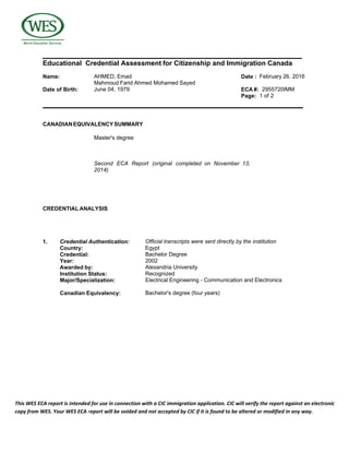 WES Report for both Bsc and MBA on Feb 2016 | PDF