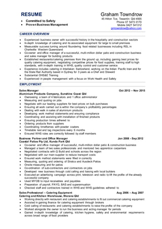 Graham Towndrow resume 2015 | PDF