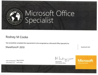 MOS SharePoint 2010 Certificate | PDF