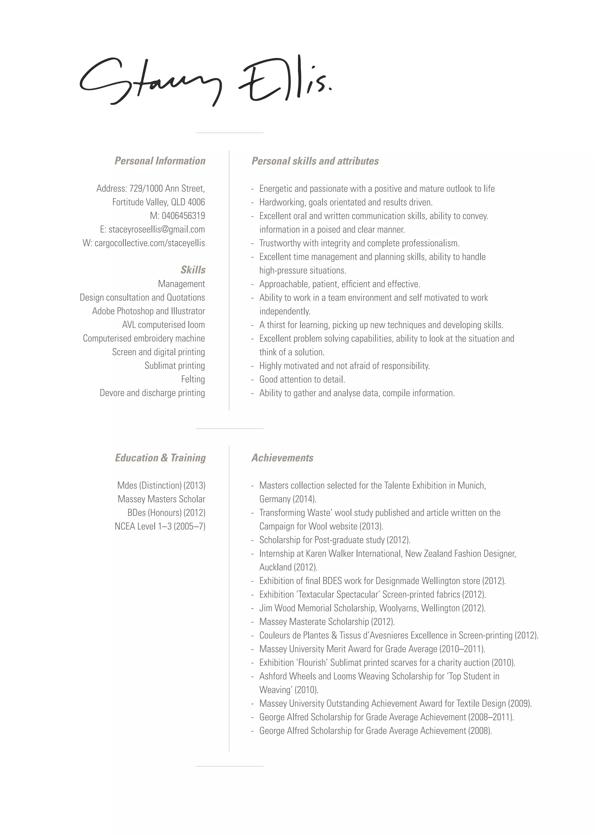 STACEY ELLIS RESUME 2016 | PDF