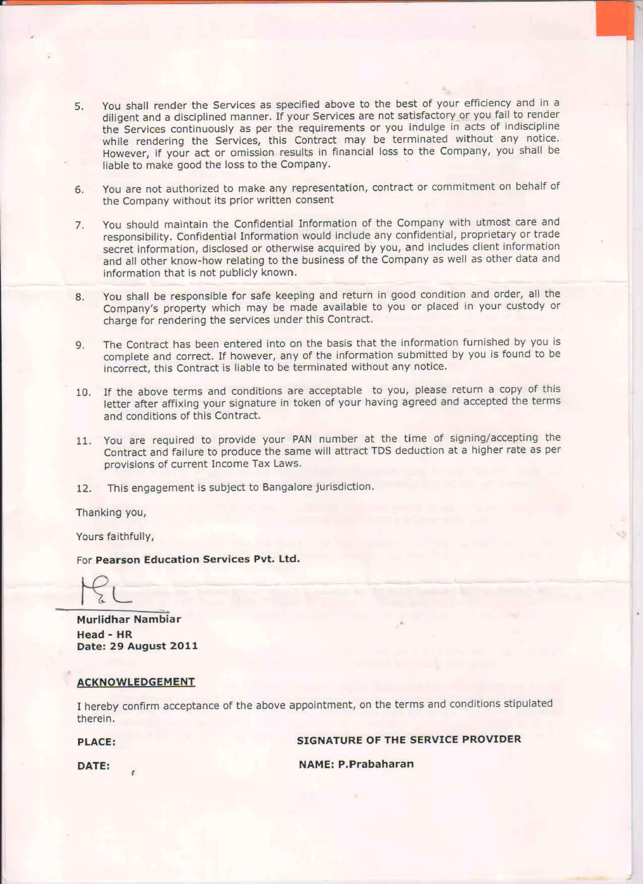 Pearson Engagement Letter | PDF