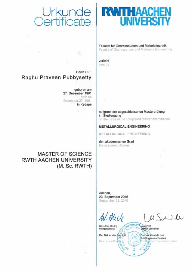 Master of Science_RWTH Aachen_Urkunde | PDF