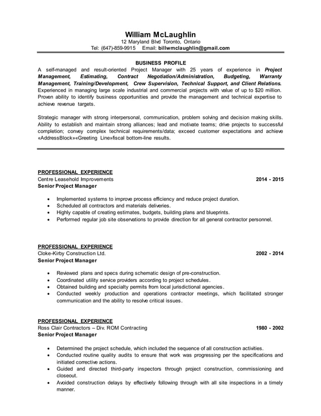 Bill McLaughlin - Resume 2015 new(2) | DOCX