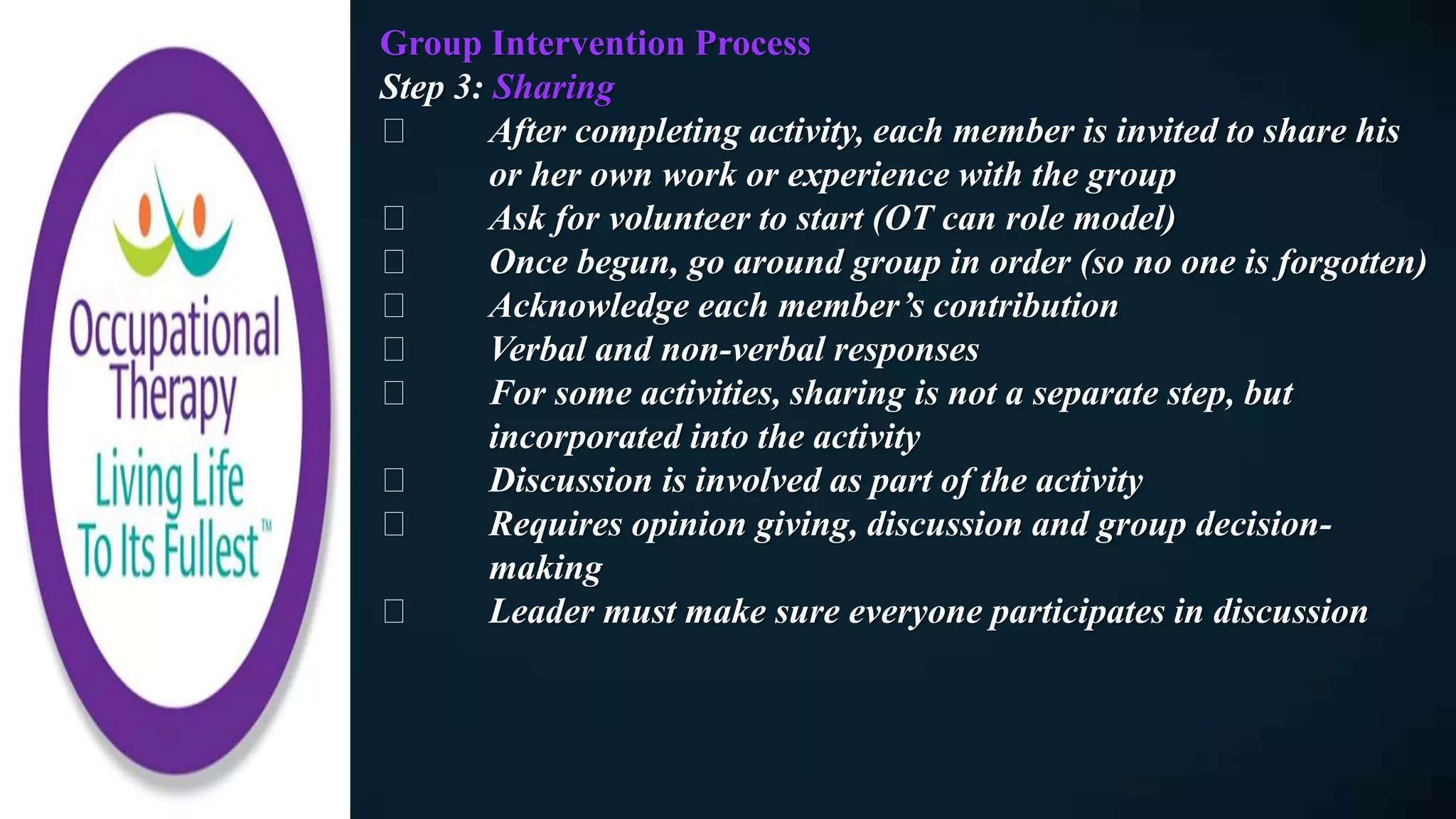 Occupational Therapy Group Process part 2 | PPTX