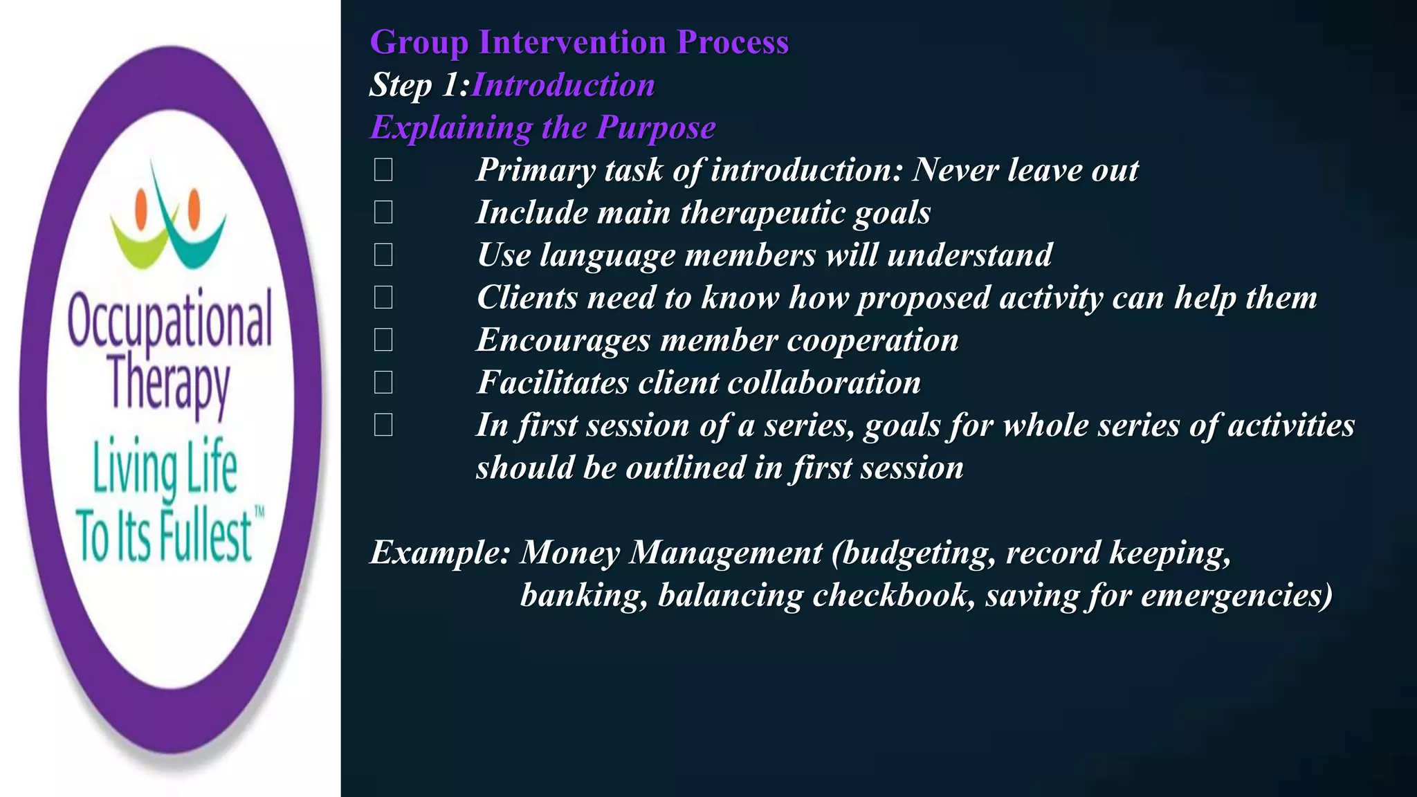 Occupational Therapy Group Process part 2 | PPTX